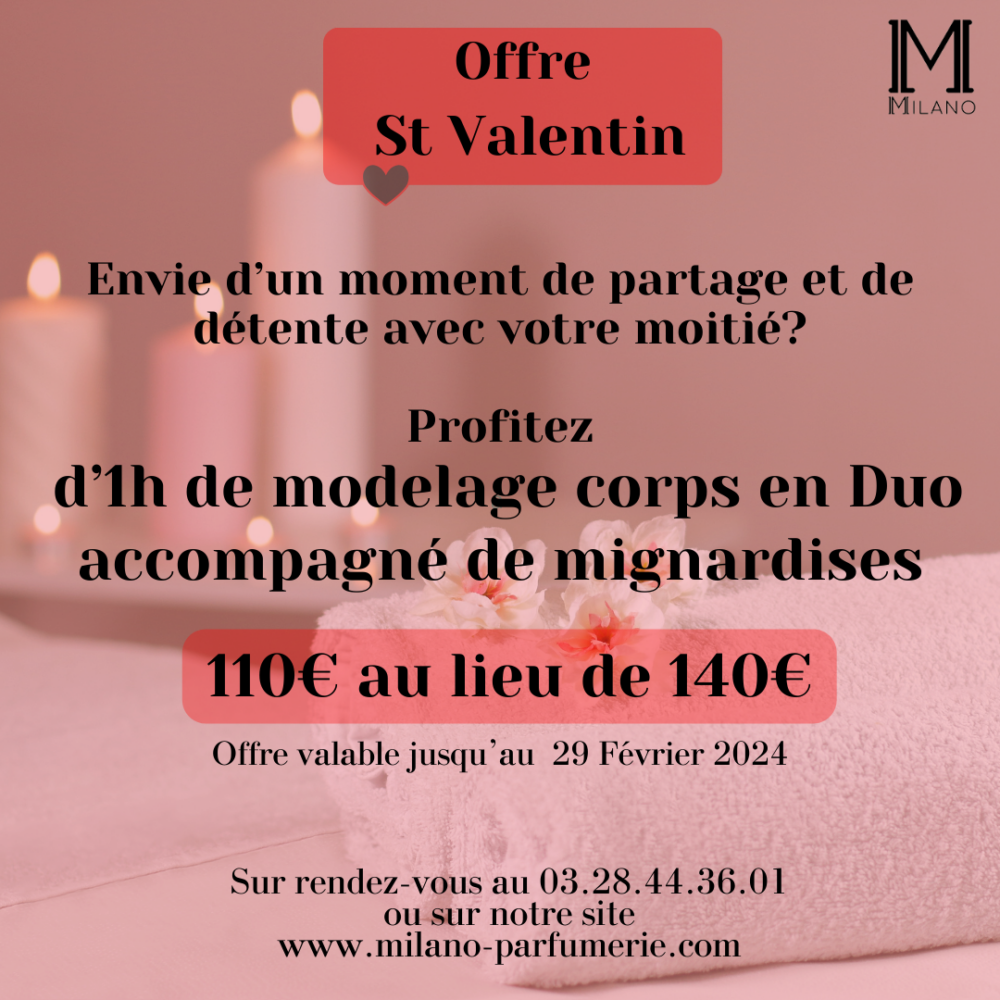Offre St Valentin - Milano Institut et Parfumerie Hazebrouck